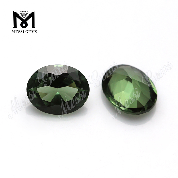 8x10mm Oval Machine Cut Synthetic Green Spinel Gemstone