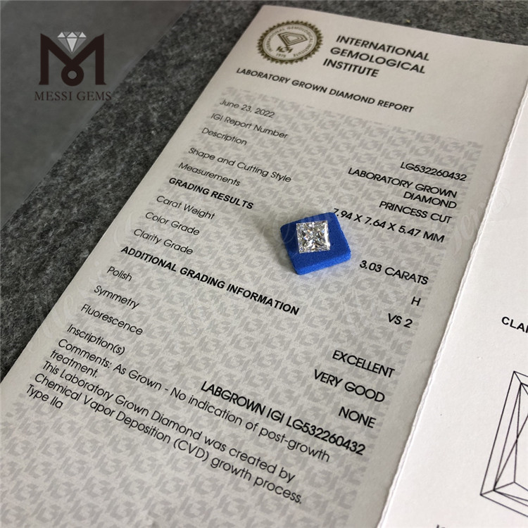 3.03CT H cvd diamond wholesale SQ VS2 lab grown diamonds manufacturer ...